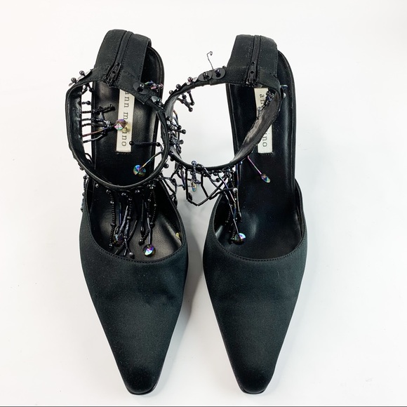 Ann Marino | Shoes | Ann Marino Satin Beaded Ankle Strap High Heels ...